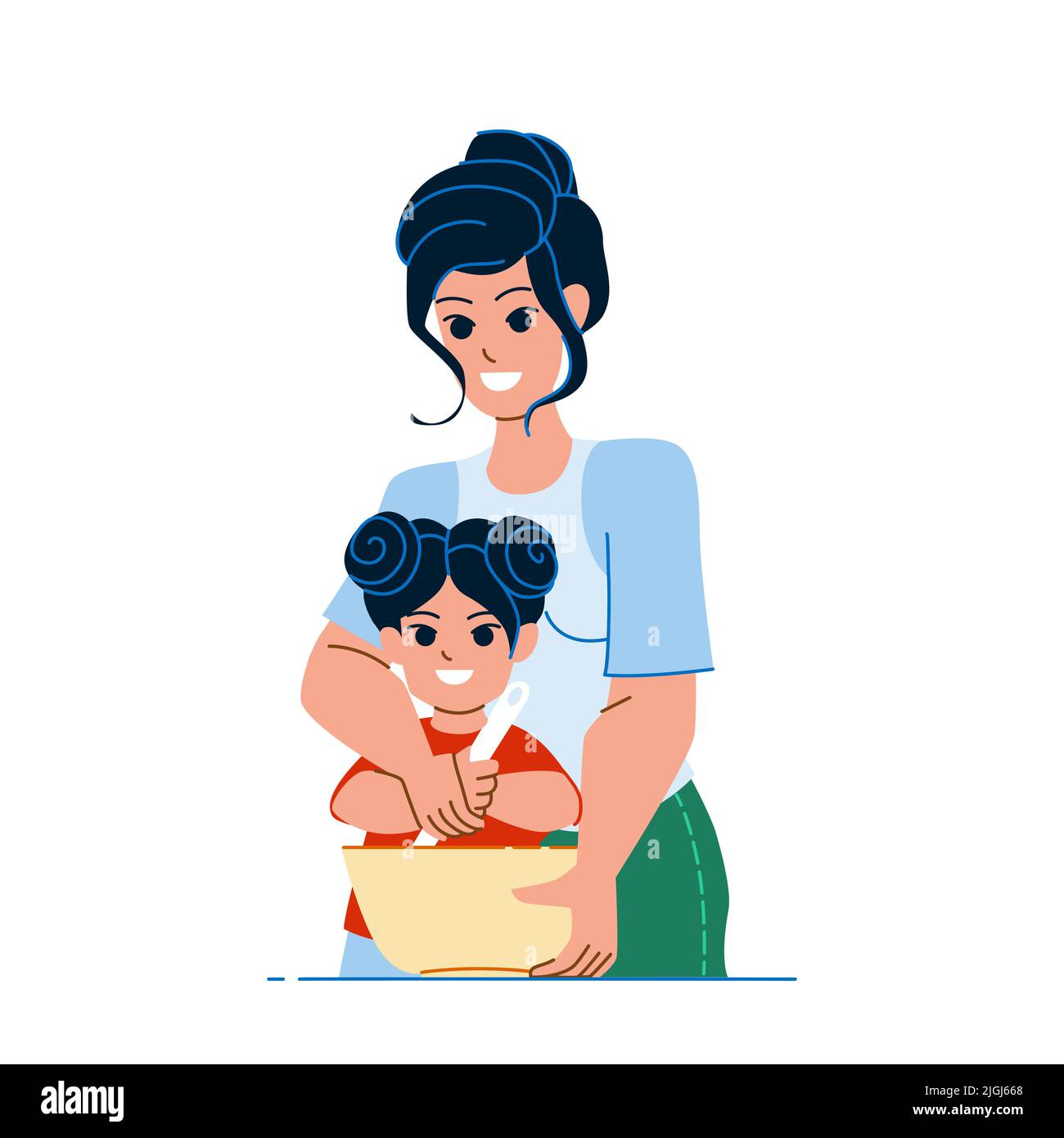 mother daughter cooking vector Stock Vector Image & Art - Alamy