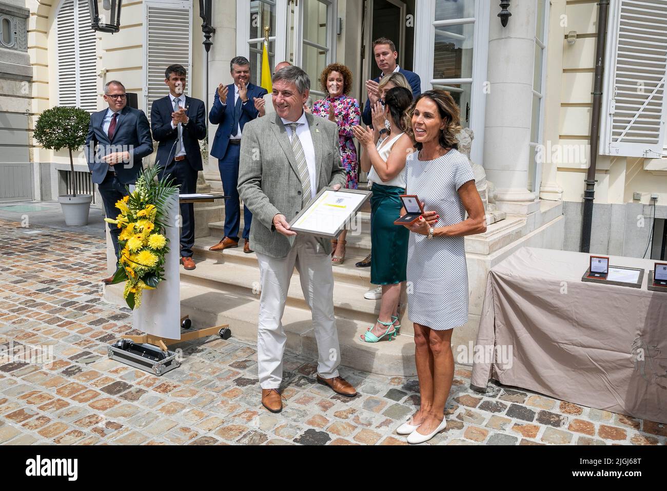 Brussels, Belgium. 11th July, 2022. Athlete Michele George and Flemish ...