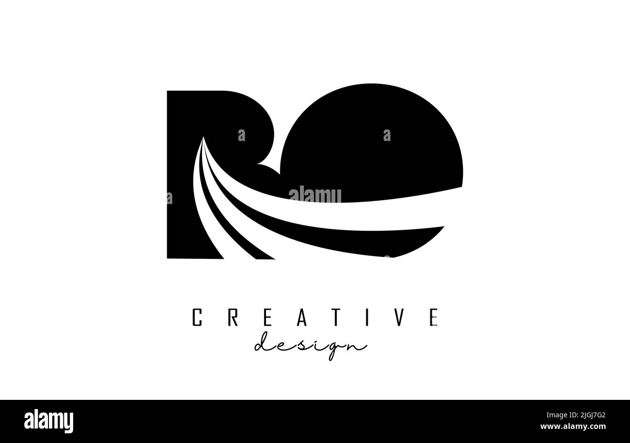 Creative black letter Bo b o logo with leading lines and road concept ...
