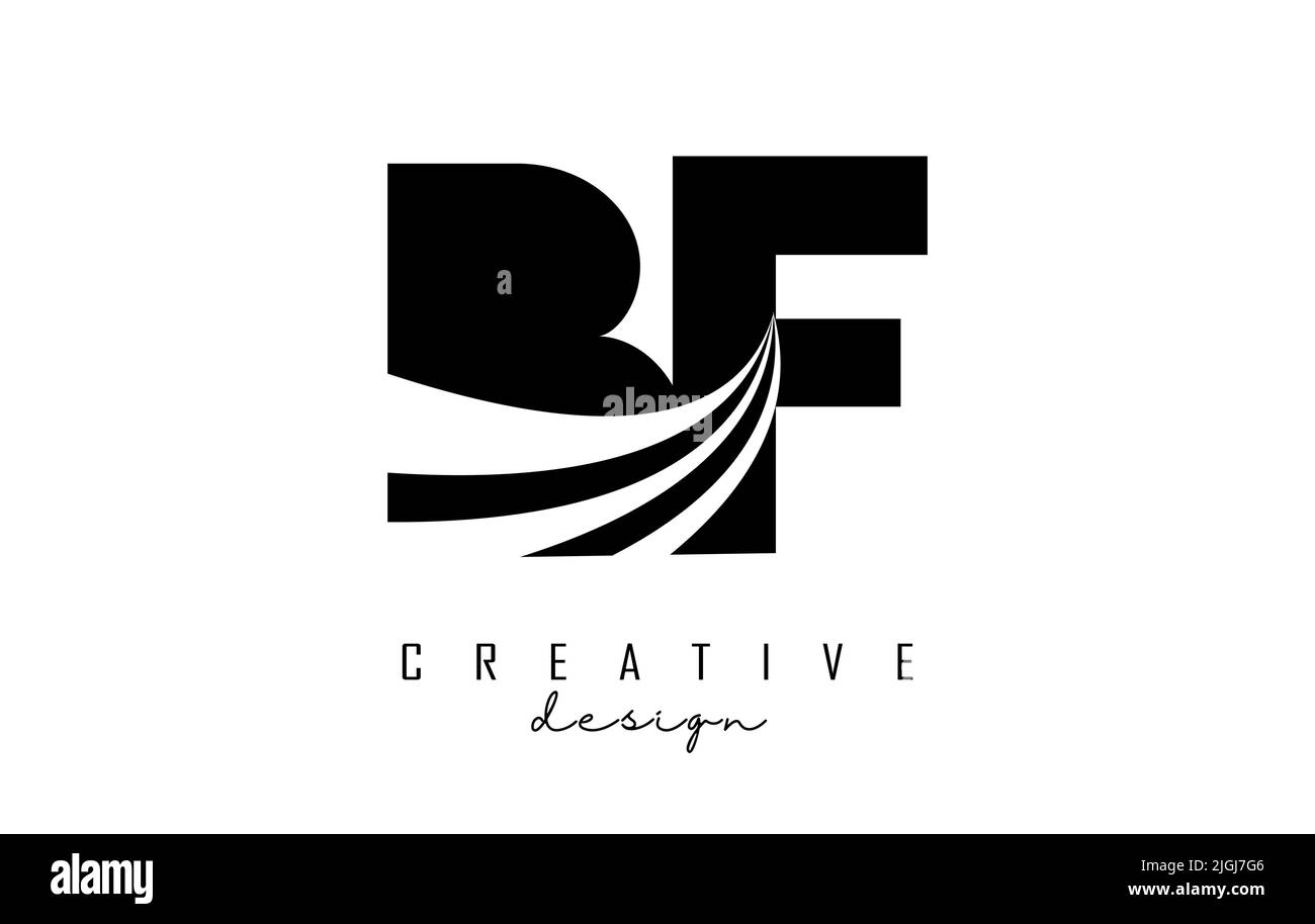 Creative black letter BF b f logo with leading lines and road concept ...