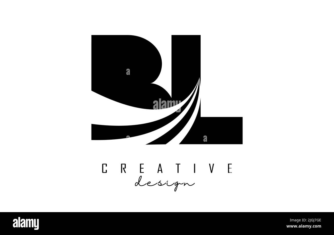 Creative black letter BL b l logo with leading lines and road concept ...