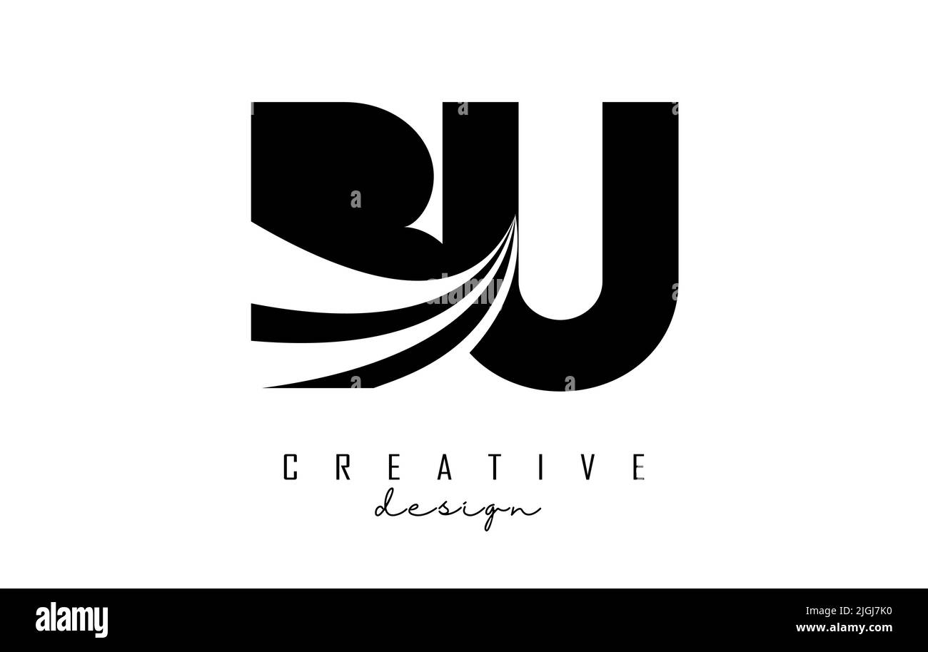 Creative black letter BU b u logo with leading lines and road concept ...