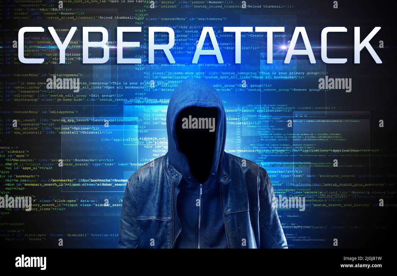 Faceless hacker on code background Stock Photo - Alamy