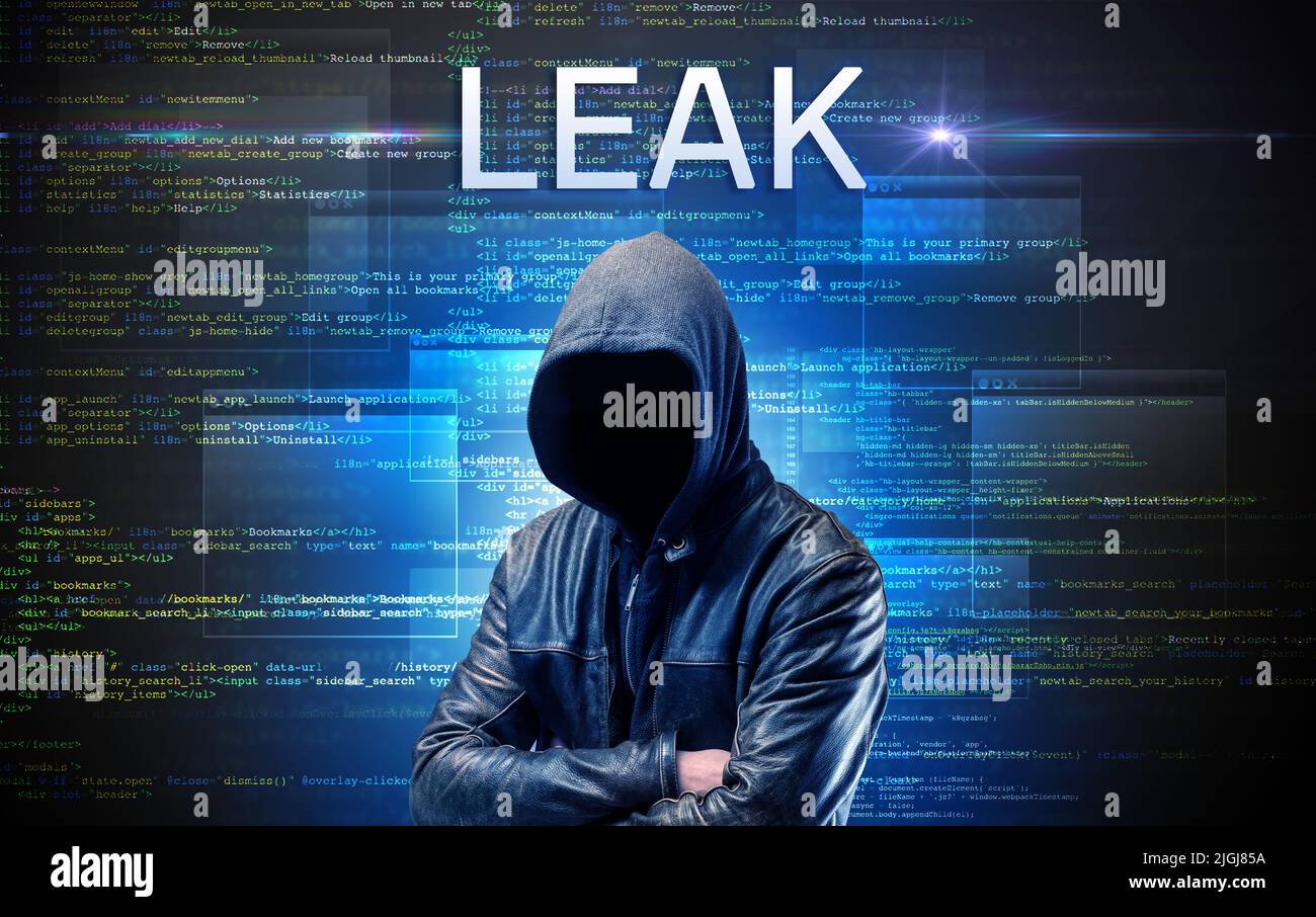 Faceless hacker on code background Stock Photo - Alamy