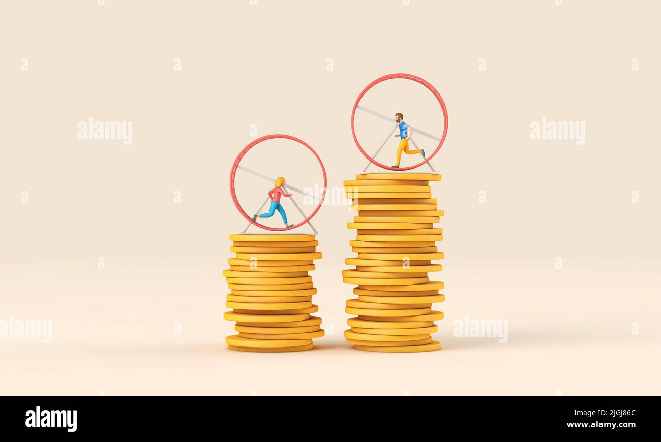 Office worker running in a loop on a hamster wheel. Business rat race ...