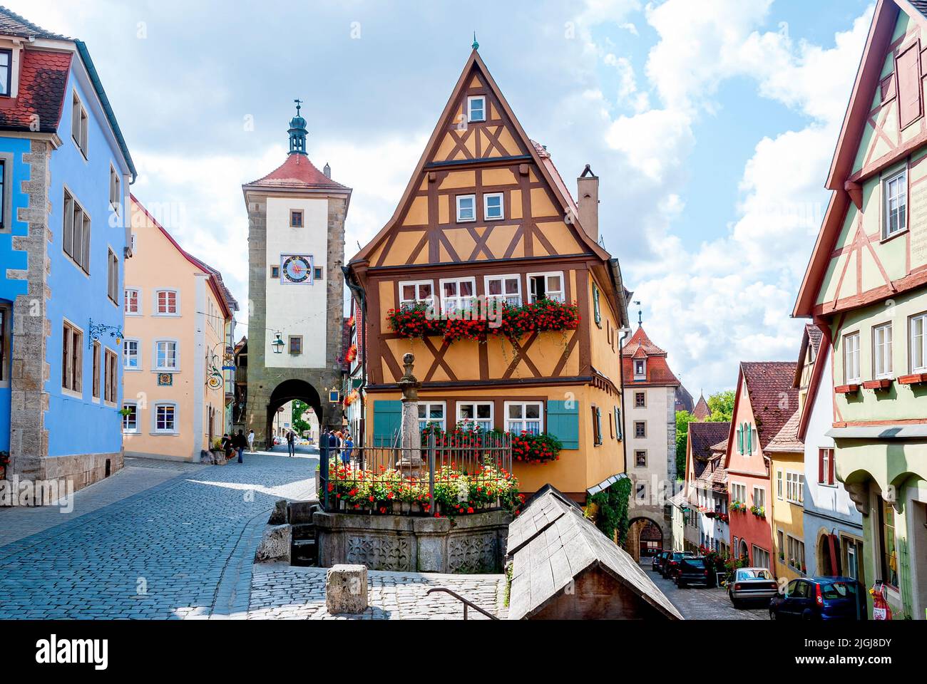 Medieval Plönlein scenery with Kobolzeller Steige and Spitalgasse at ...