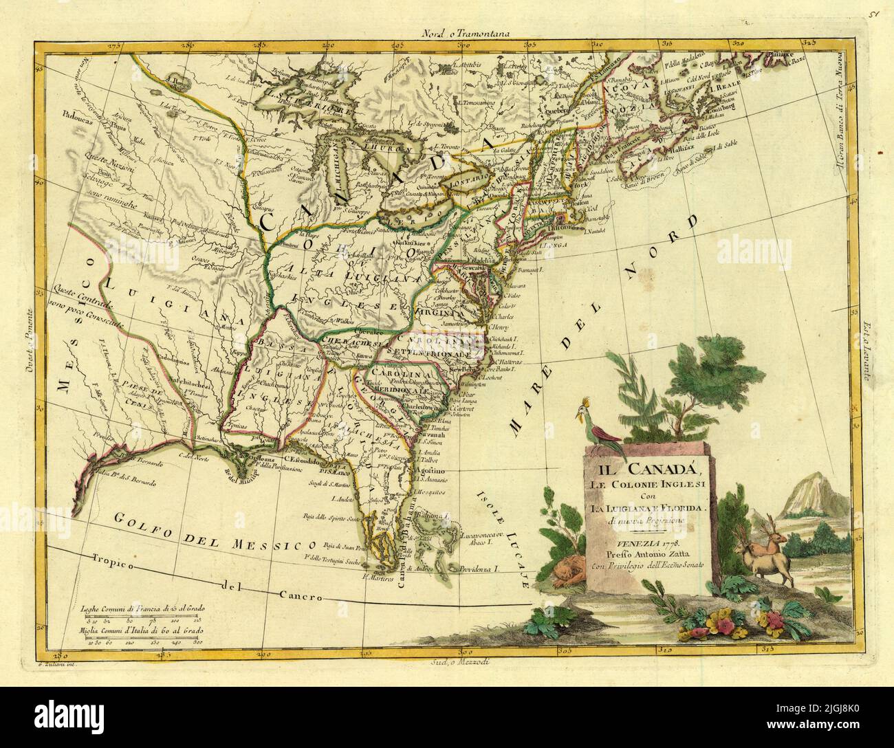 Map of Canada, English Colonies, and Florida, 1778, by Antonio Zatta ...