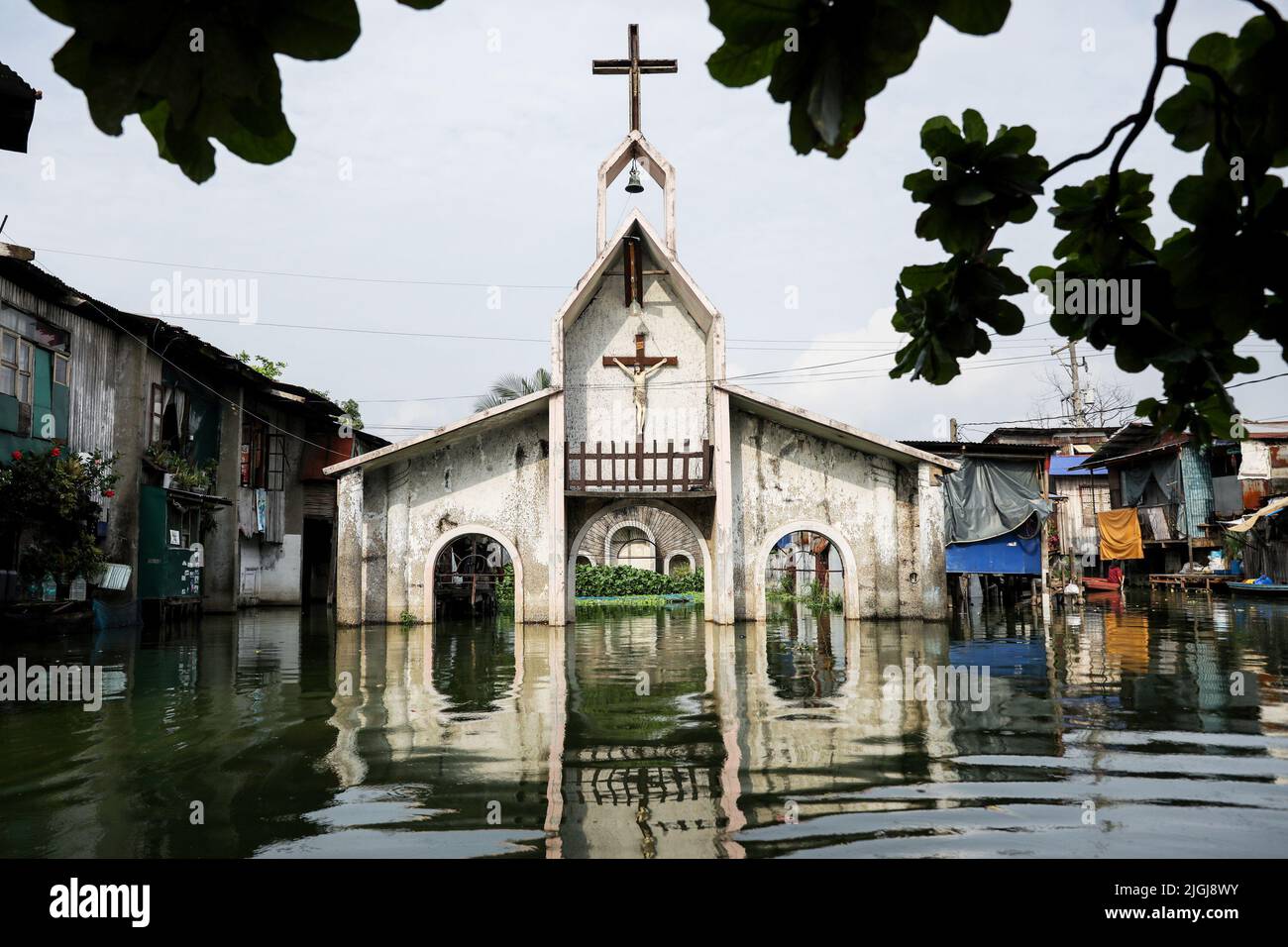 An abandoned church is seen submerged inside the Artex Compound in ...