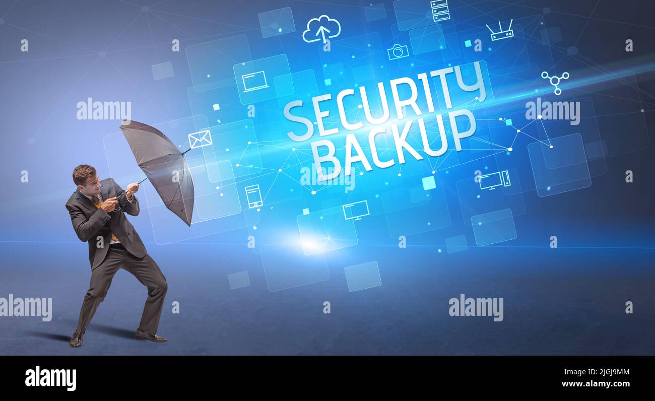 defending with umbrella from cyber attack Stock Photo - Alamy