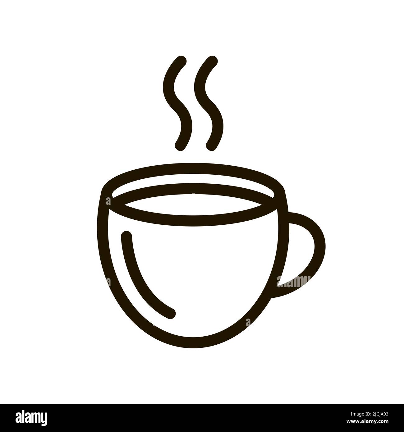 Black icon of a cup with a hot drink. Tea or coffee. Lunch break symbol ...