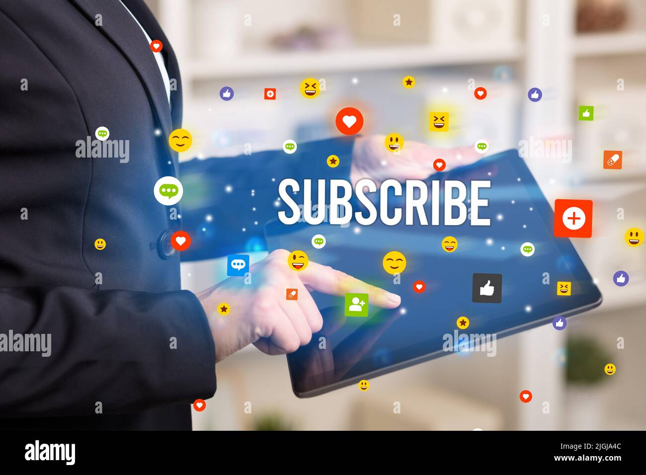 business person playing multimedia concept Stock Photo - Alamy