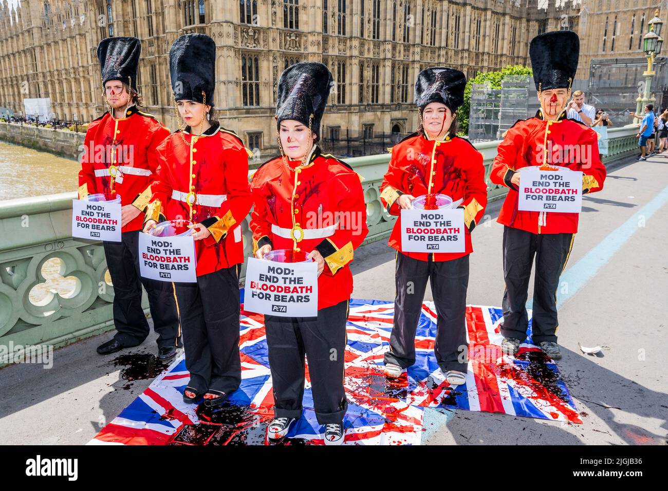 London, UK. 11th July, 2022. ‘Guards' Drench Themselves in ‘Blood ...