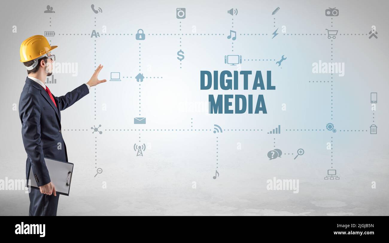 Engineer working on a new social media Stock Photo - Alamy