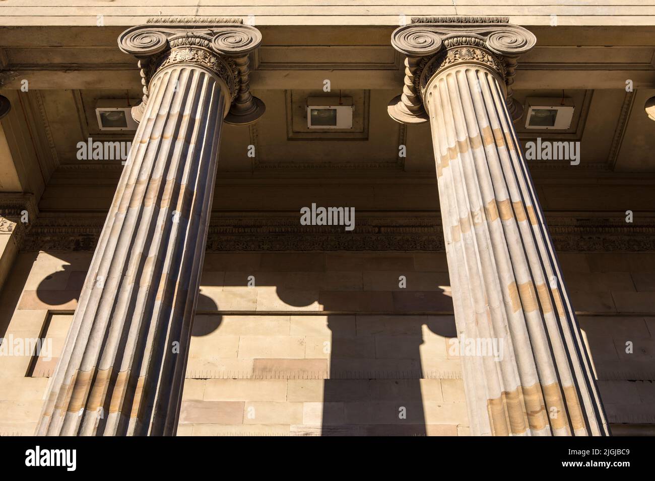Architectural detail of the Royal Bank of Scotland building, located on ...
