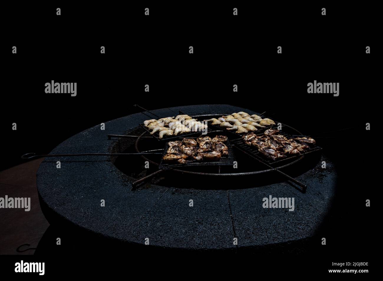 Chicken meat is seen cooked with heat naturally produced from the high ...