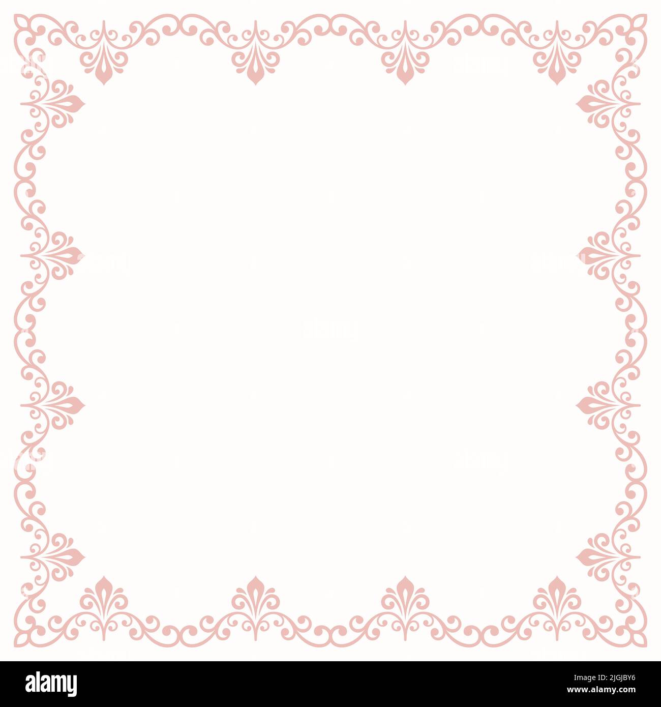 Classic vector pink vintage square frame with arabesques and orient ...