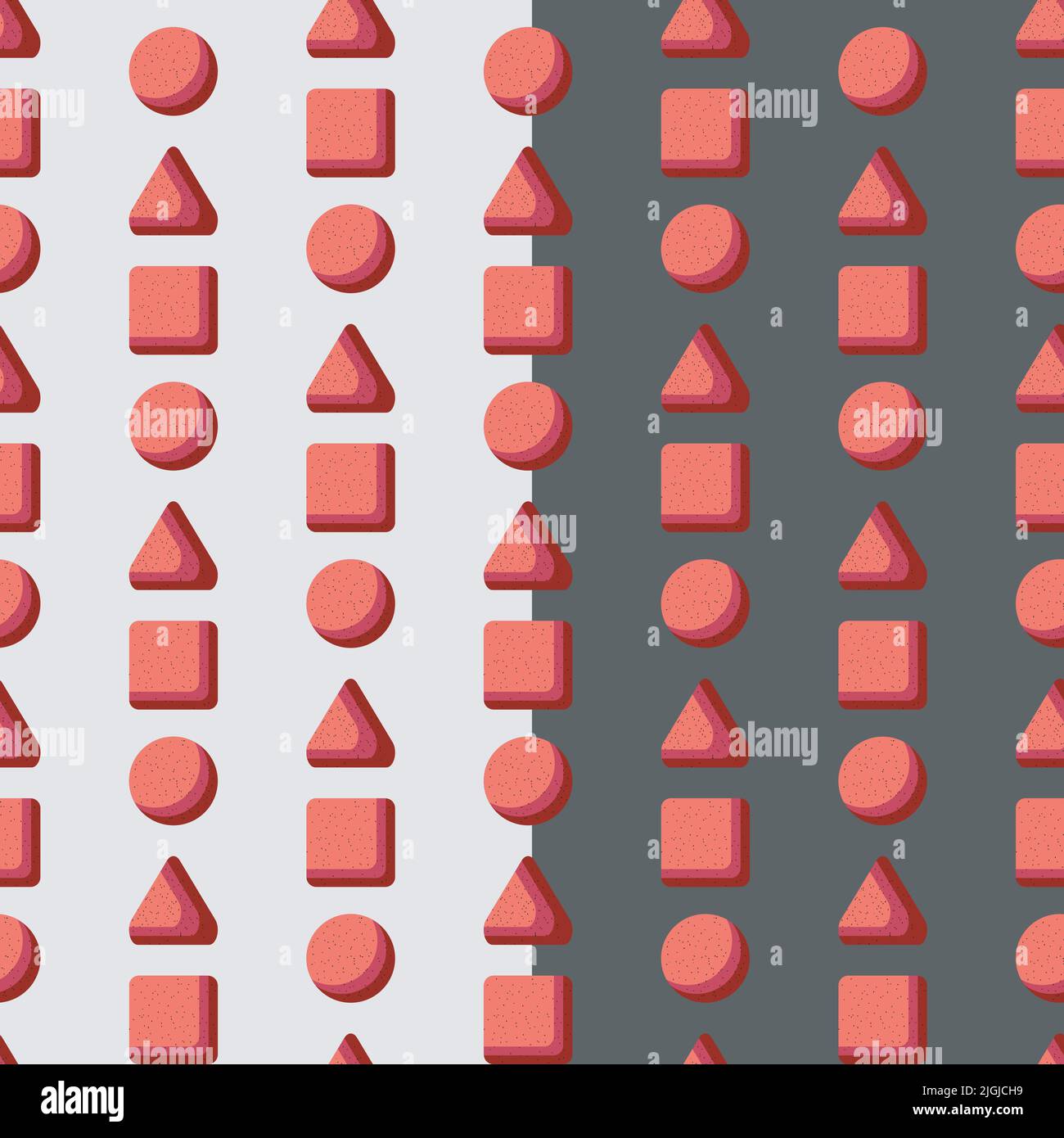 Geometric shapes seamless pattern. A grid of triangle, circle, square ...