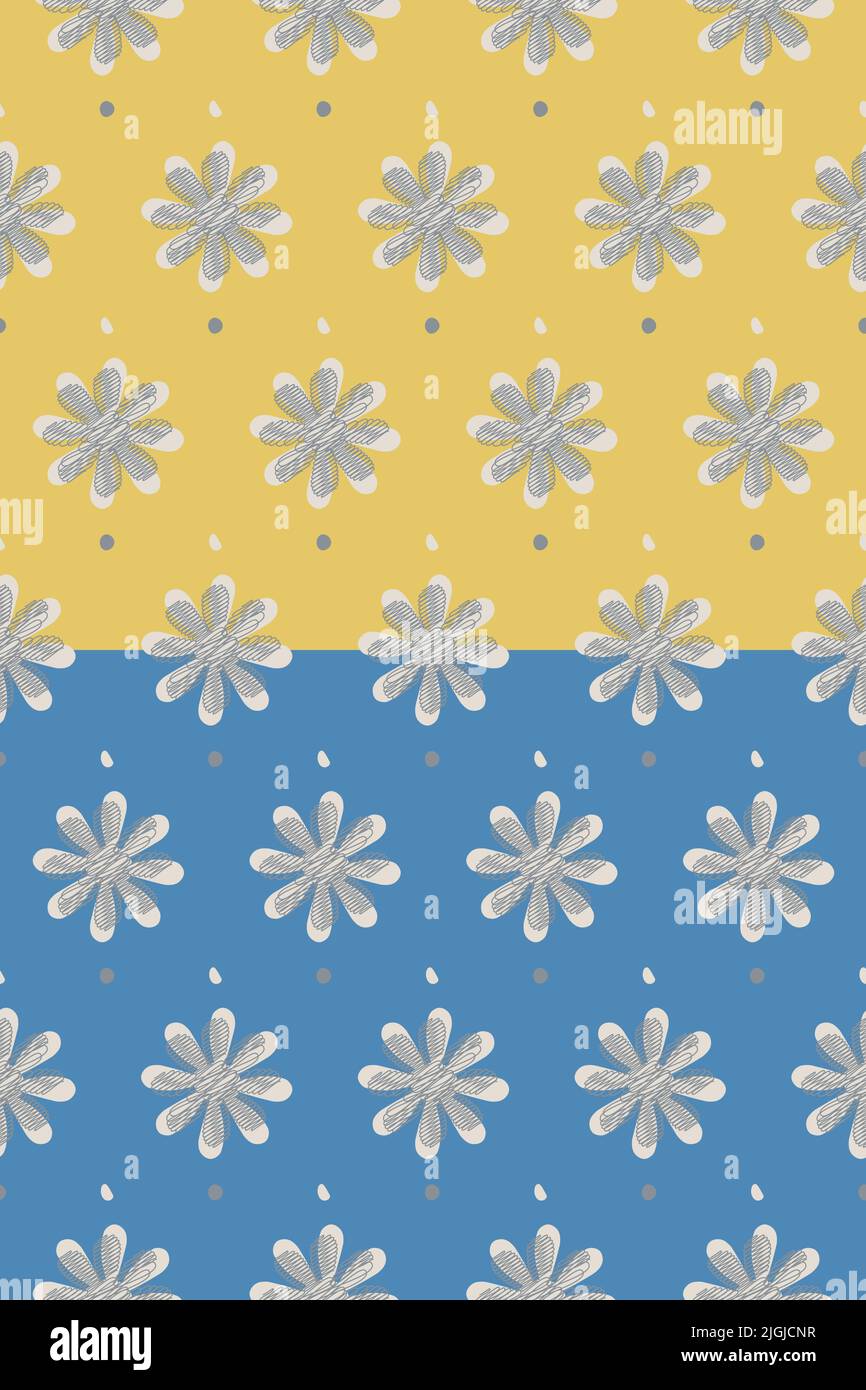 Chamomile floral seamless pattern. Embroidery motif, paint brush ...