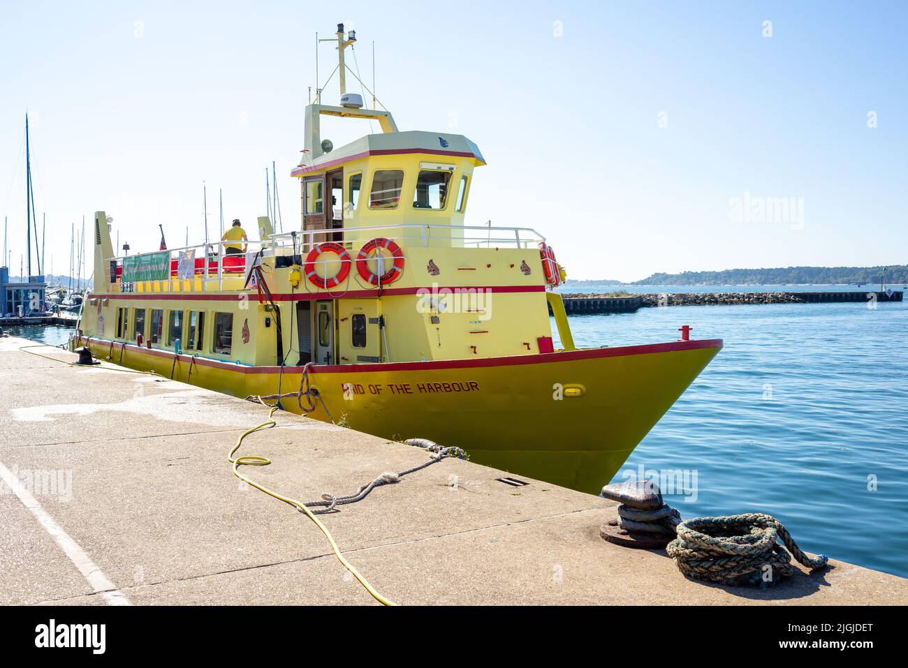 Brownsea Island ferry boat moored at the quayside, Poole Quay, Poole ...