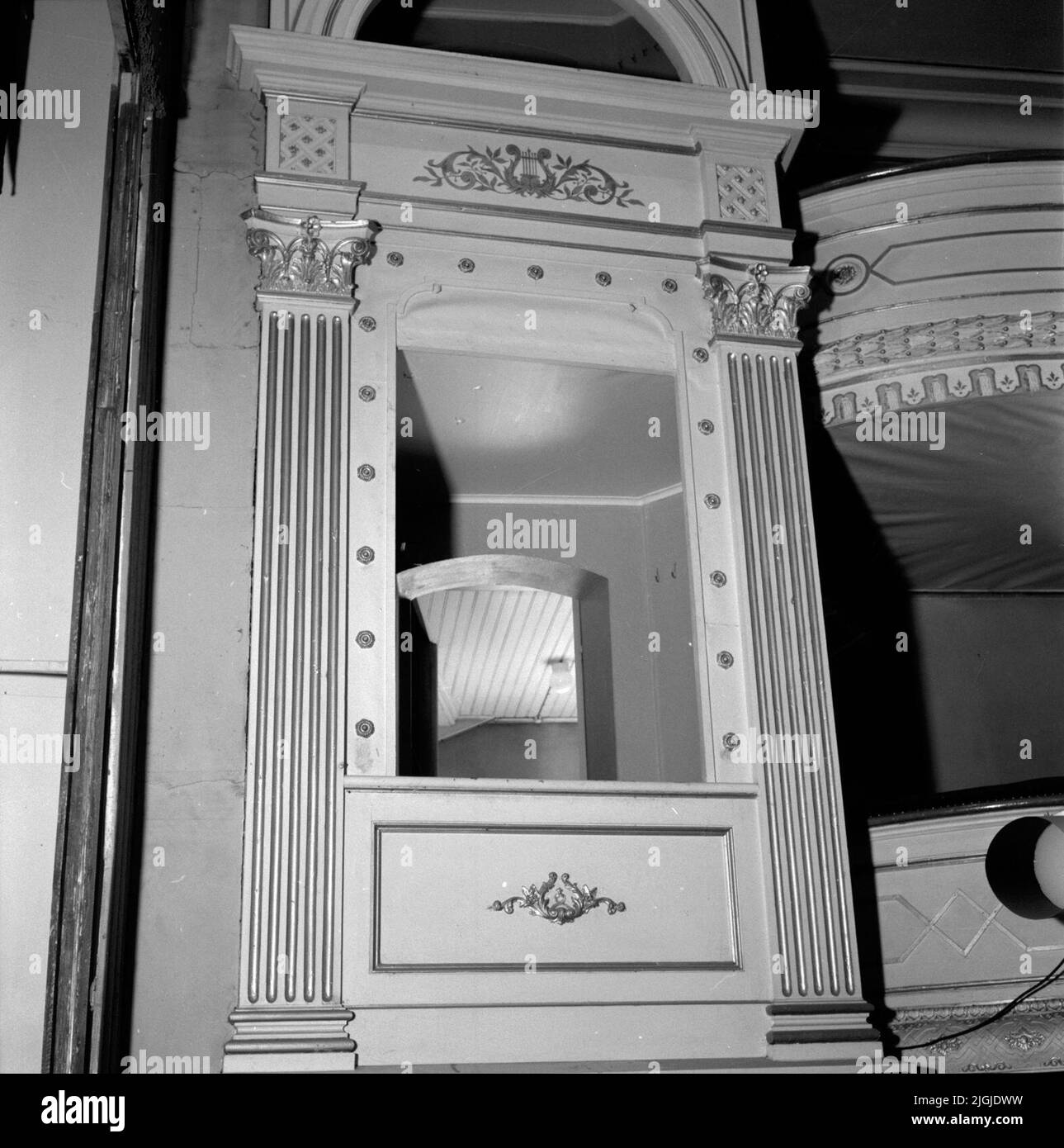 Teater The side booth in the salon in the old theater, Karlskrona Stock ...