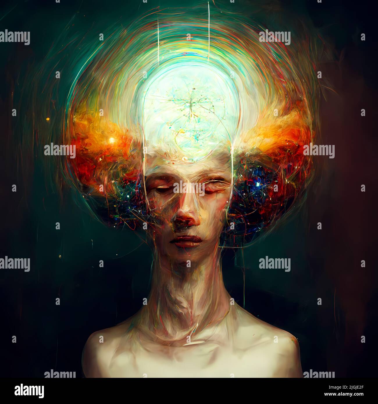 Human brain illustration colour hi-res stock photography and images - Alamy