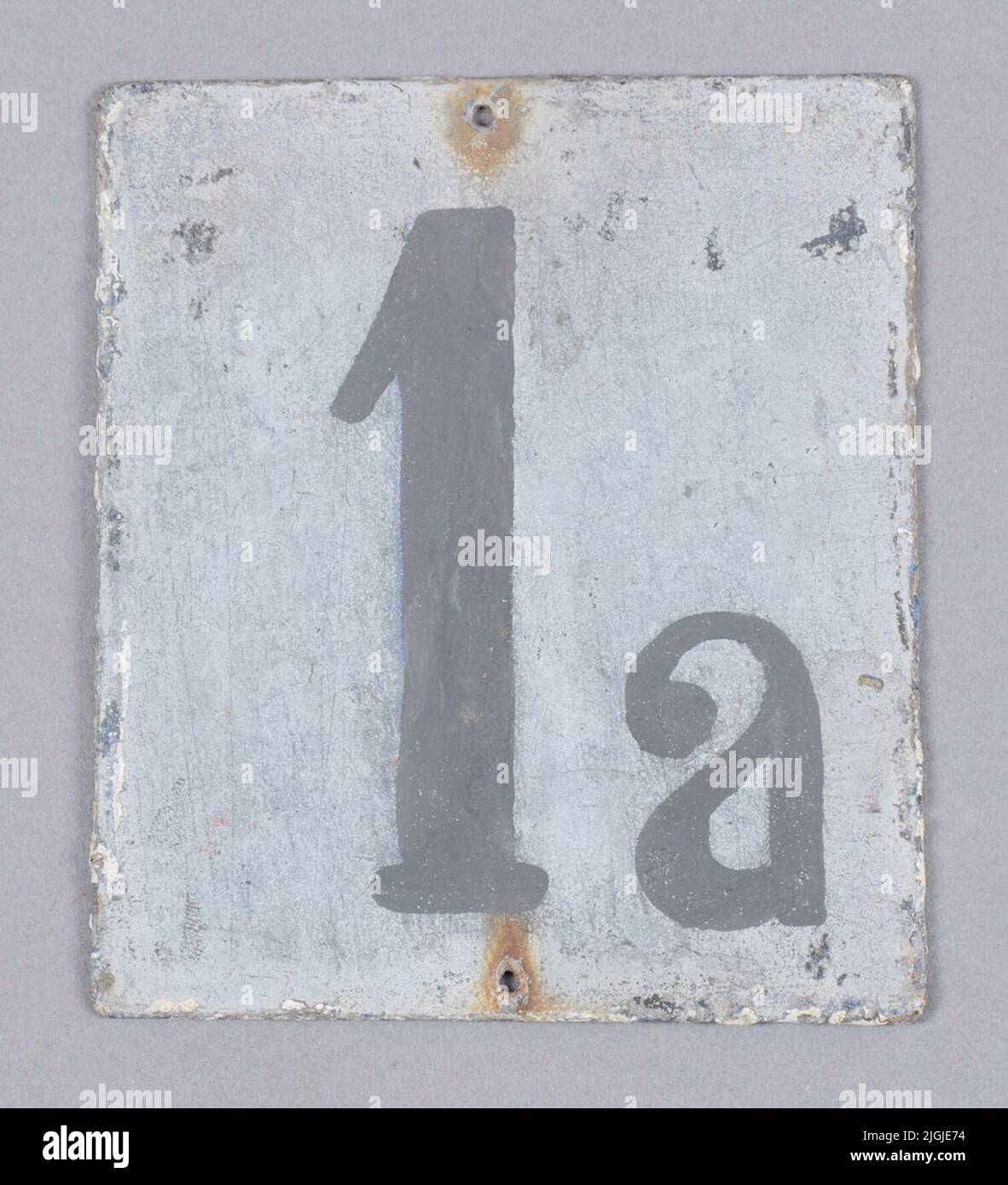Gatunummerskylt Sign, street number plate of sheet metal. Almost square ...