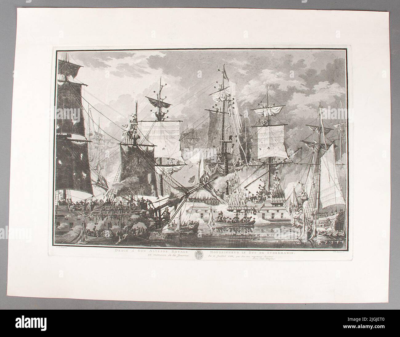 Gravyr Engraving depicting the battle of Hogland, 1788. By Johan ...