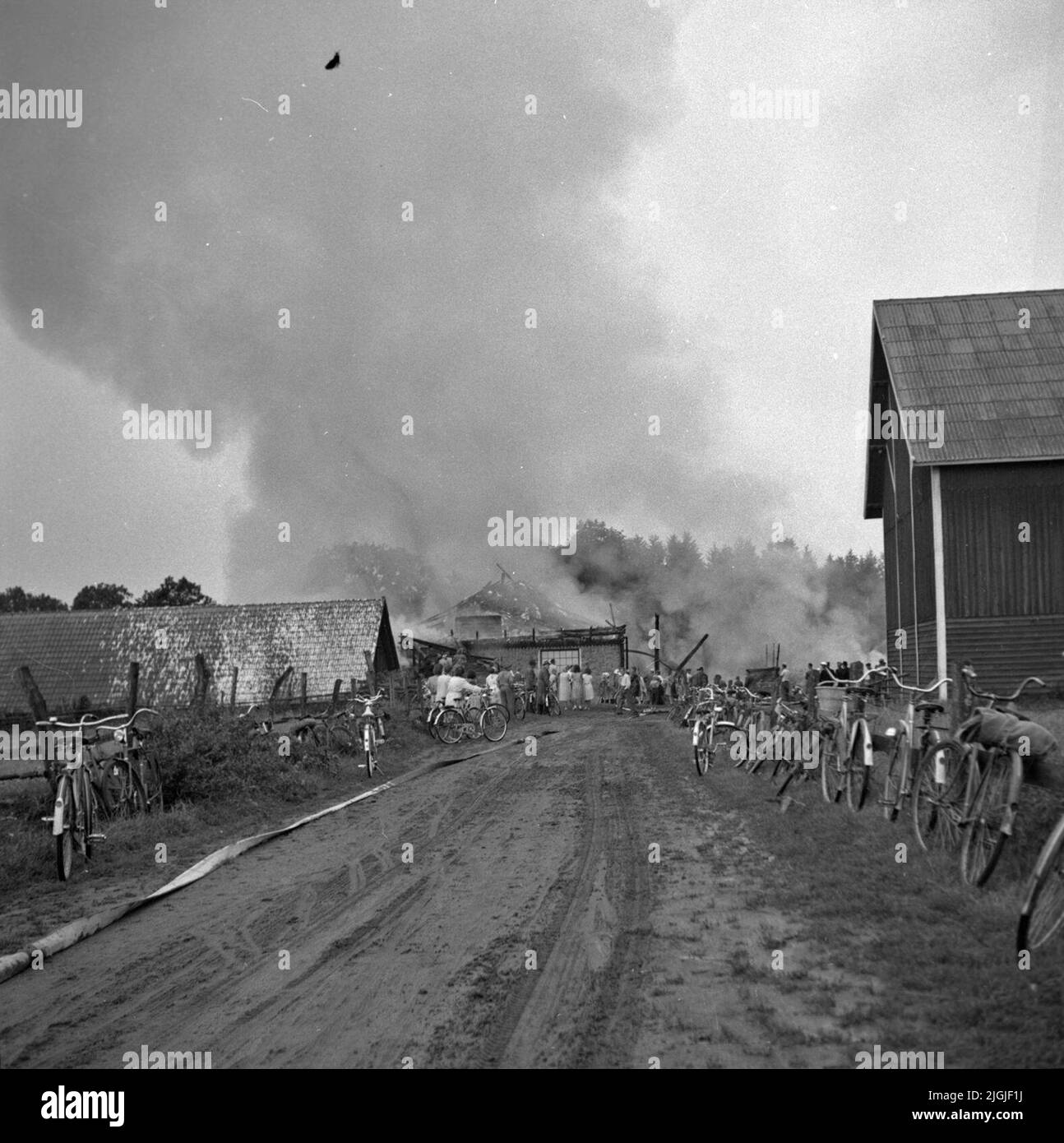 Fire damage roof building Black and White Stock Photos & Images - Alamy
