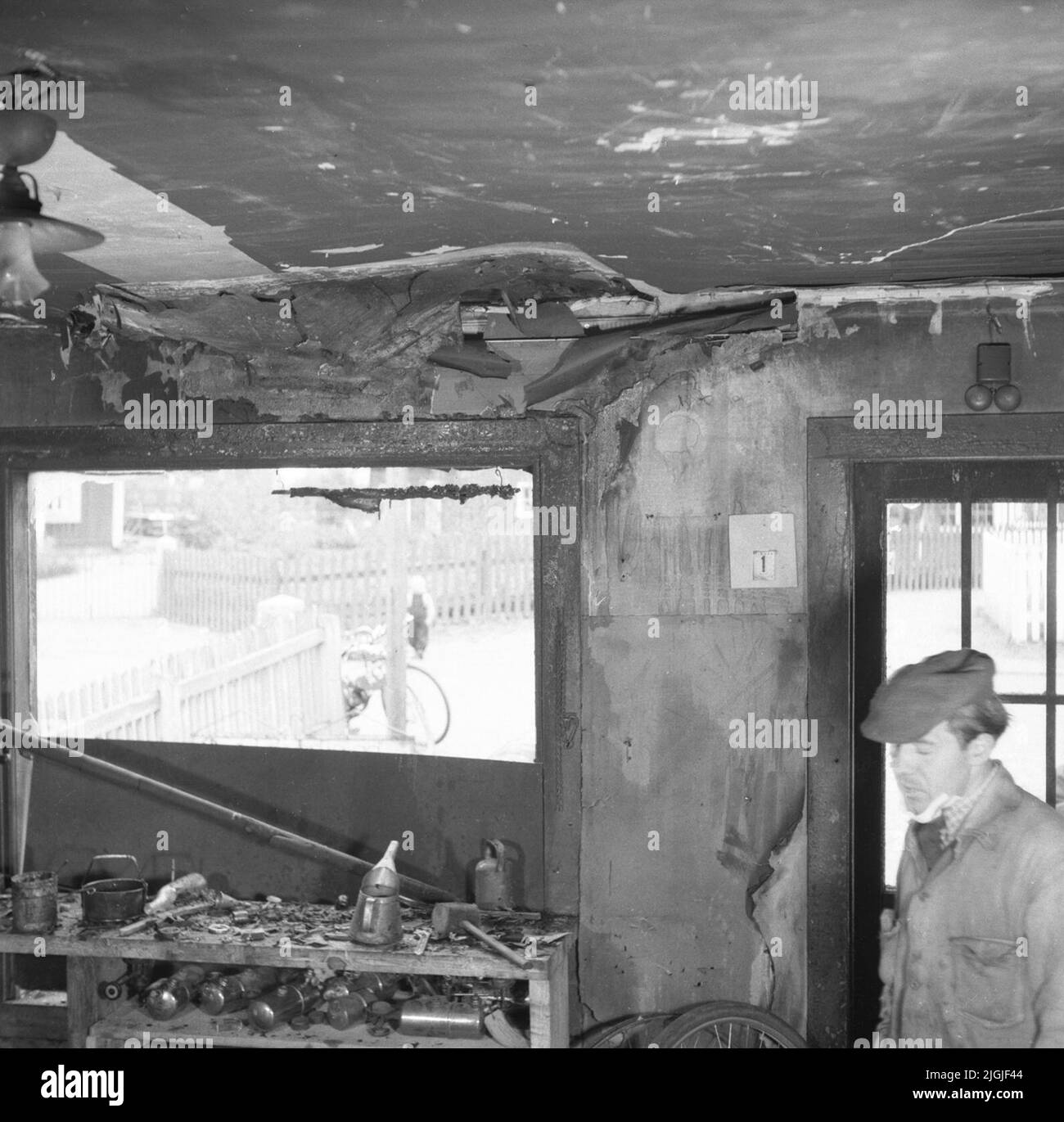 Garage workshop interior repair Black and White Stock Photos & Images ...