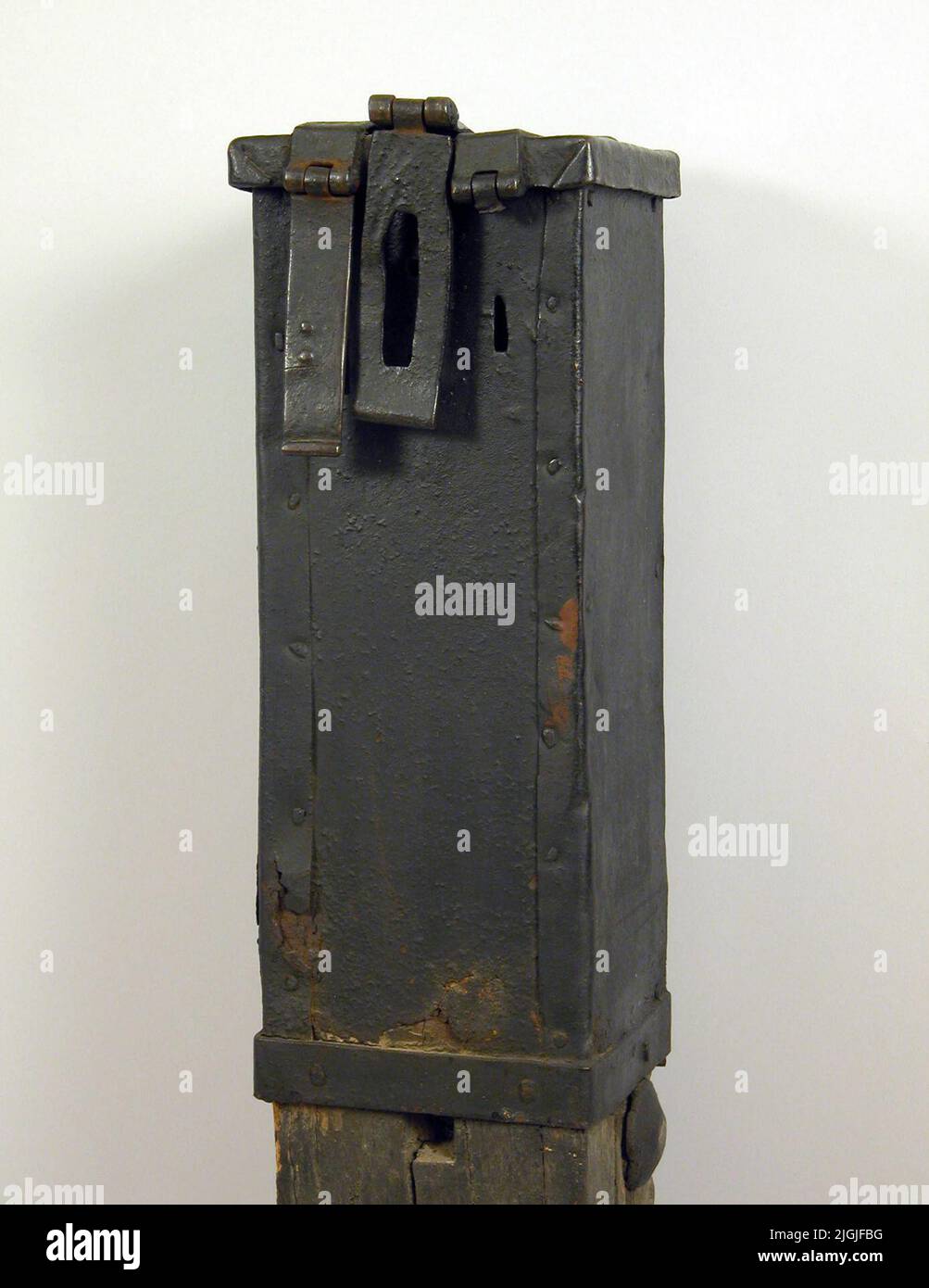 Sparbössa Moneybox. Poor box. Stock. At the top covered with black ...