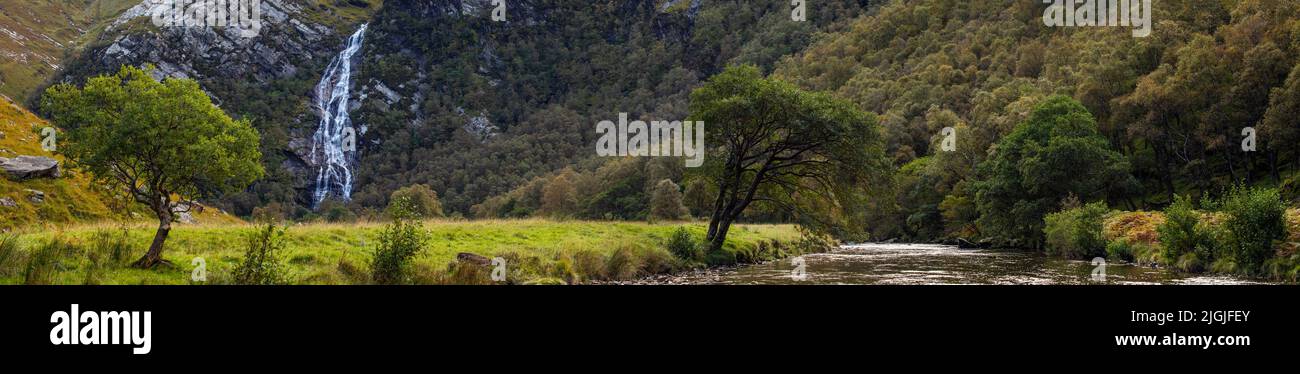 A panoramic view of the stunning Steall Falls, also known as Steall ...