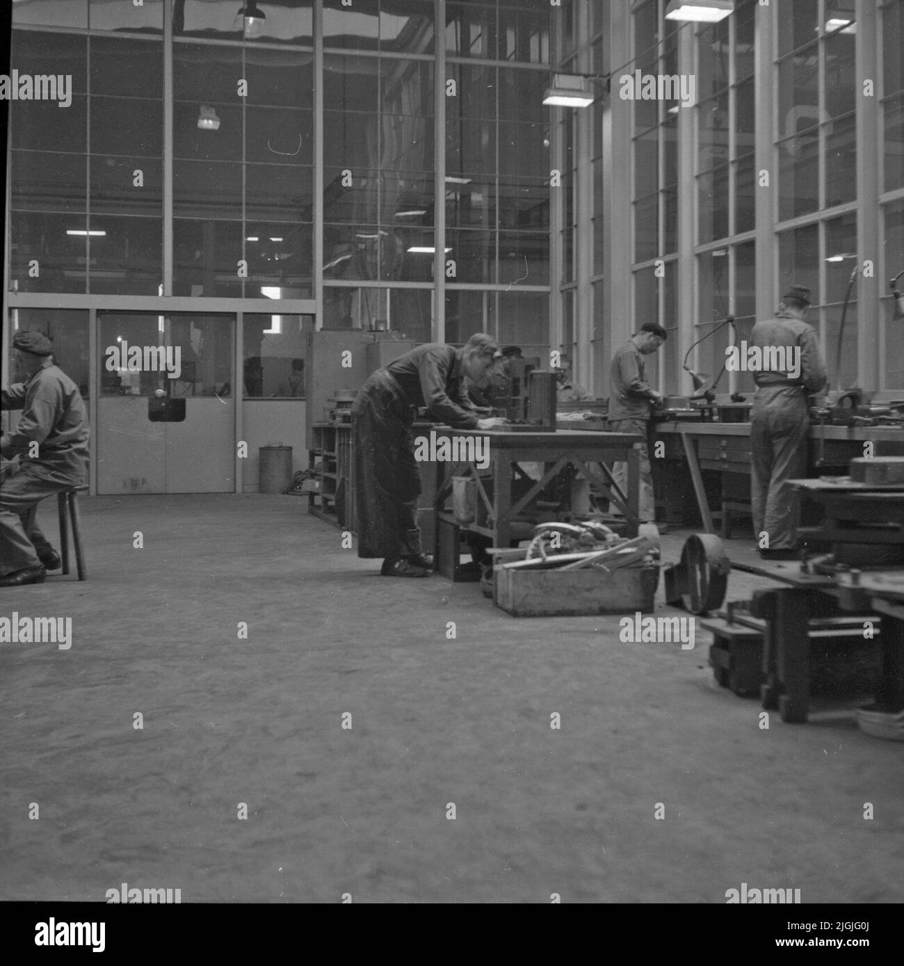 Factory scene industrial machine Black and White Stock Photos & Images ...