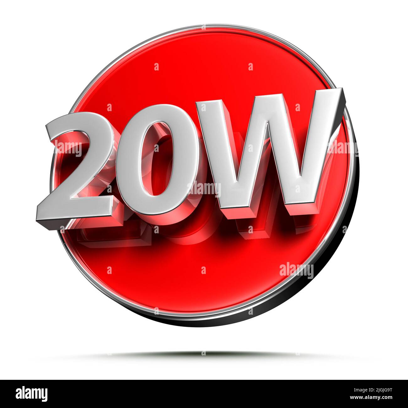 20W red circle 3D illustration on white background have work path Stock ...