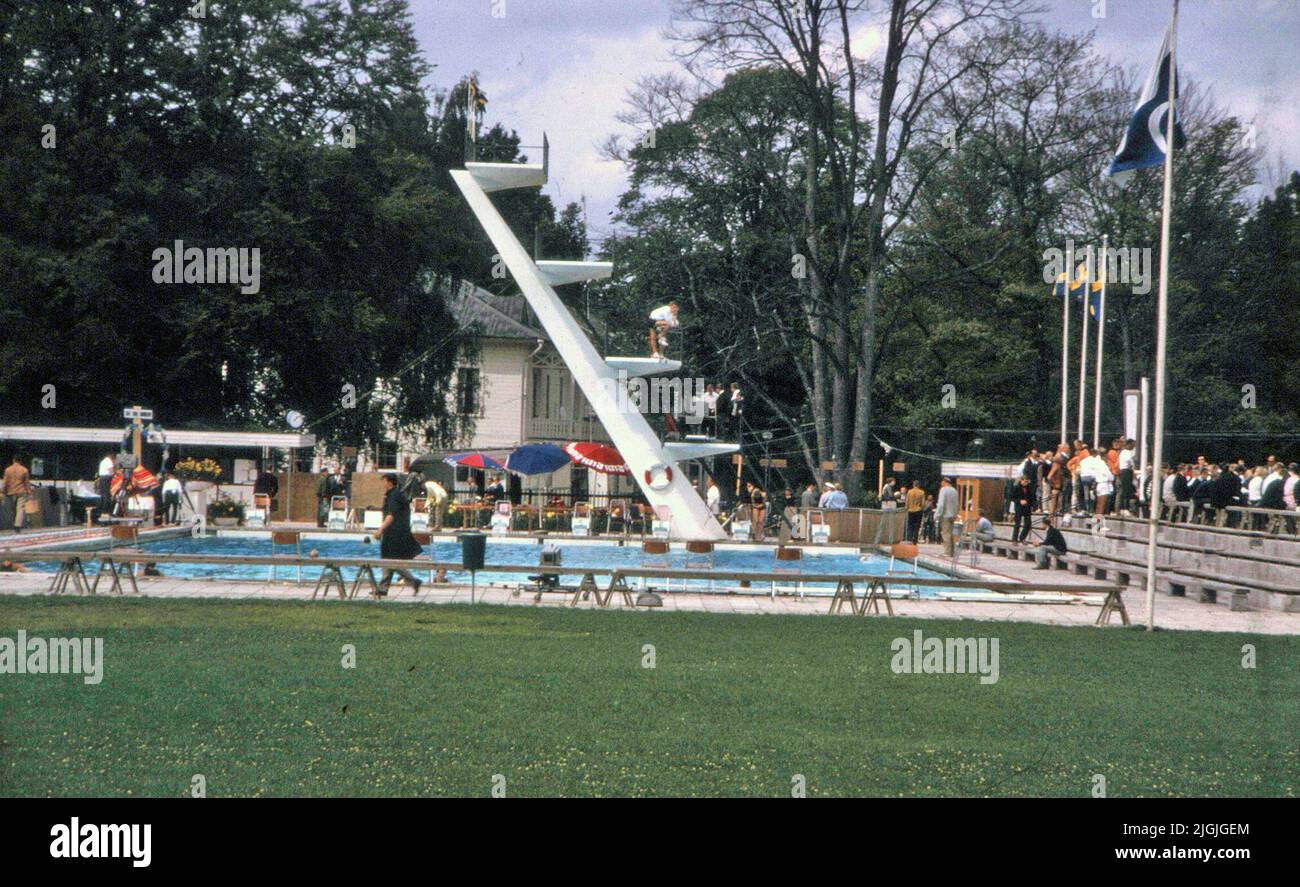 Kurort The jump tower at the swimming pool, Ronneby Brunn Stock Photo ...