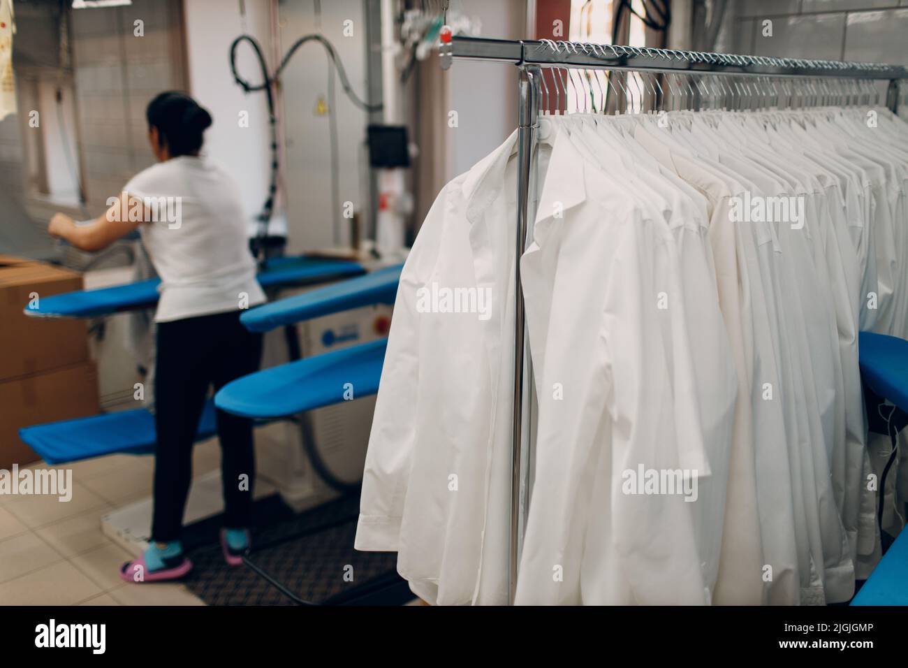 Dry cleaning shirts clothes. Clean cloth chemical process. Laundry ...