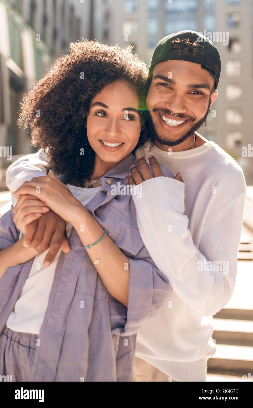 Loving couple hugs in street hi-res stock photography and images - Alamy