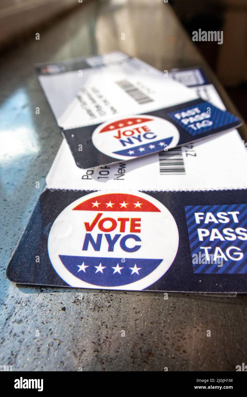 Still life of NYC Voting fast pass key fob, USA 2022 Stock Photo - Alamy