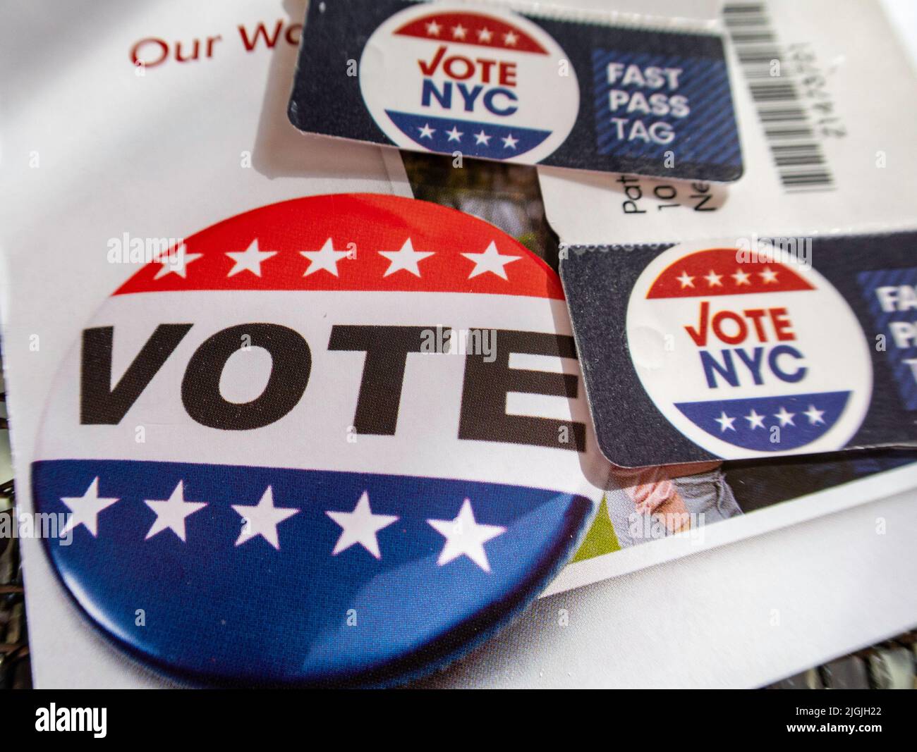 Still life of NYC Voting fast pass key fob, USA 2022 Stock Photo - Alamy