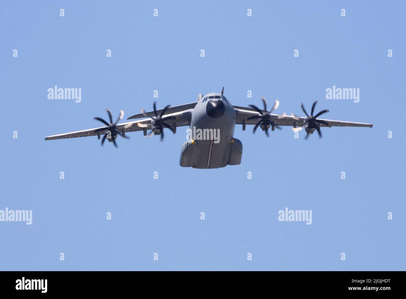 A400M Atlas fly over La Defense business district during a aerial ...
