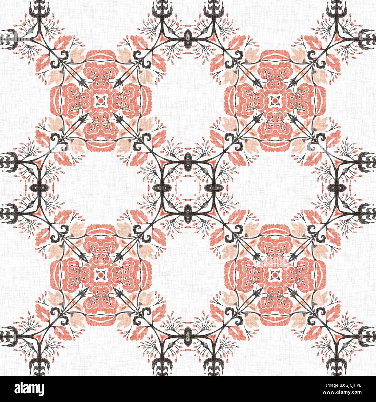 Modern boho geometric floral quilt style seamless pattern. Shabby chic ...