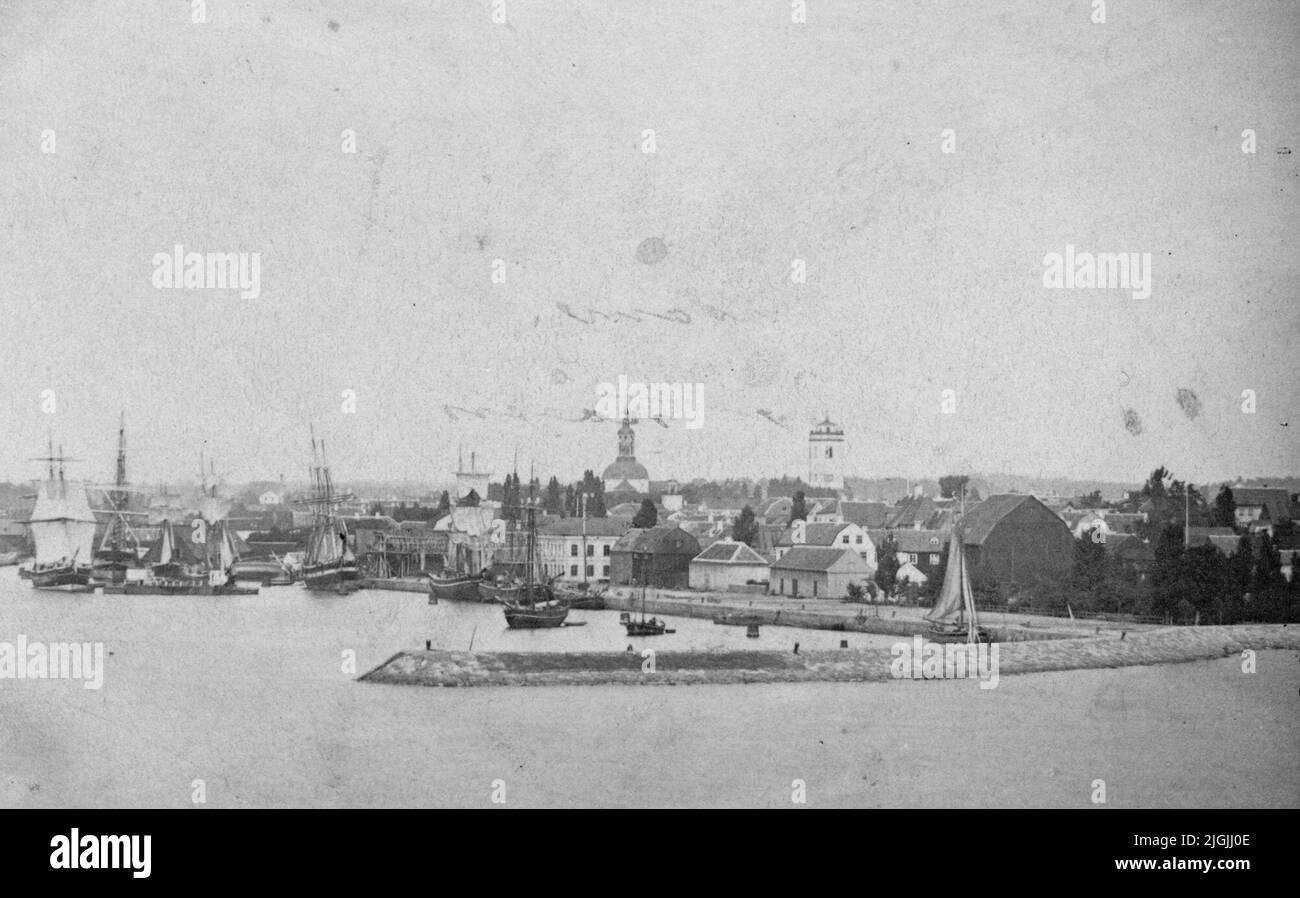 Hamn View of Karlshamn harbor 1860s Stock Photo - Alamy
