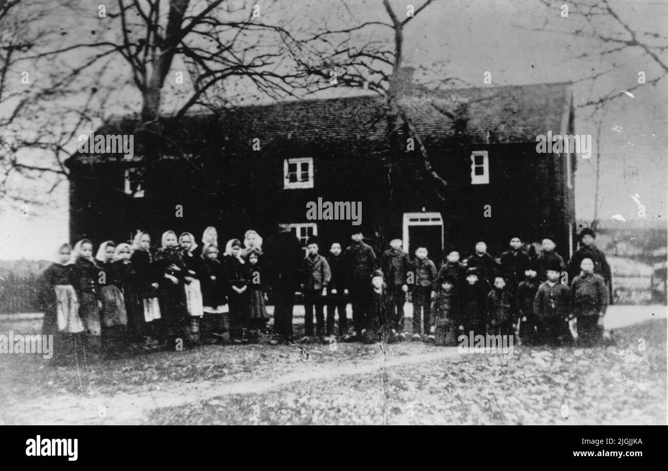 Skola The school in Jämjö in the 1880s, photographed in 1888 with ...