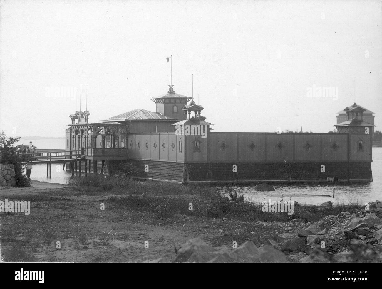 Badhus The cold bath house at Saltsjöbaden below Bryggareberget in ...