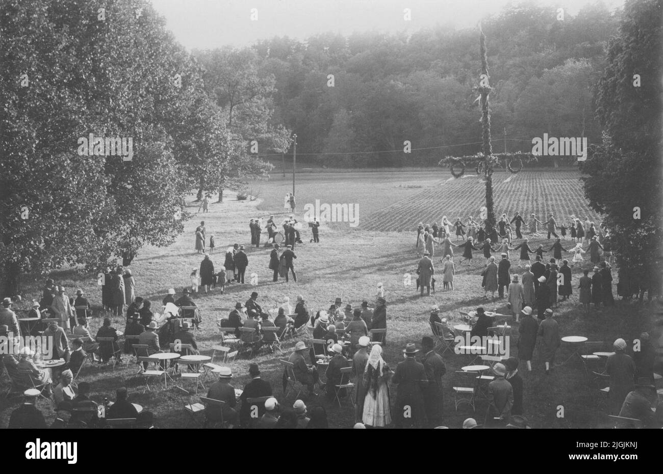 Midsommar Midsummer celebration in Ronneby Brunn. In 1932 Stock Photo ...