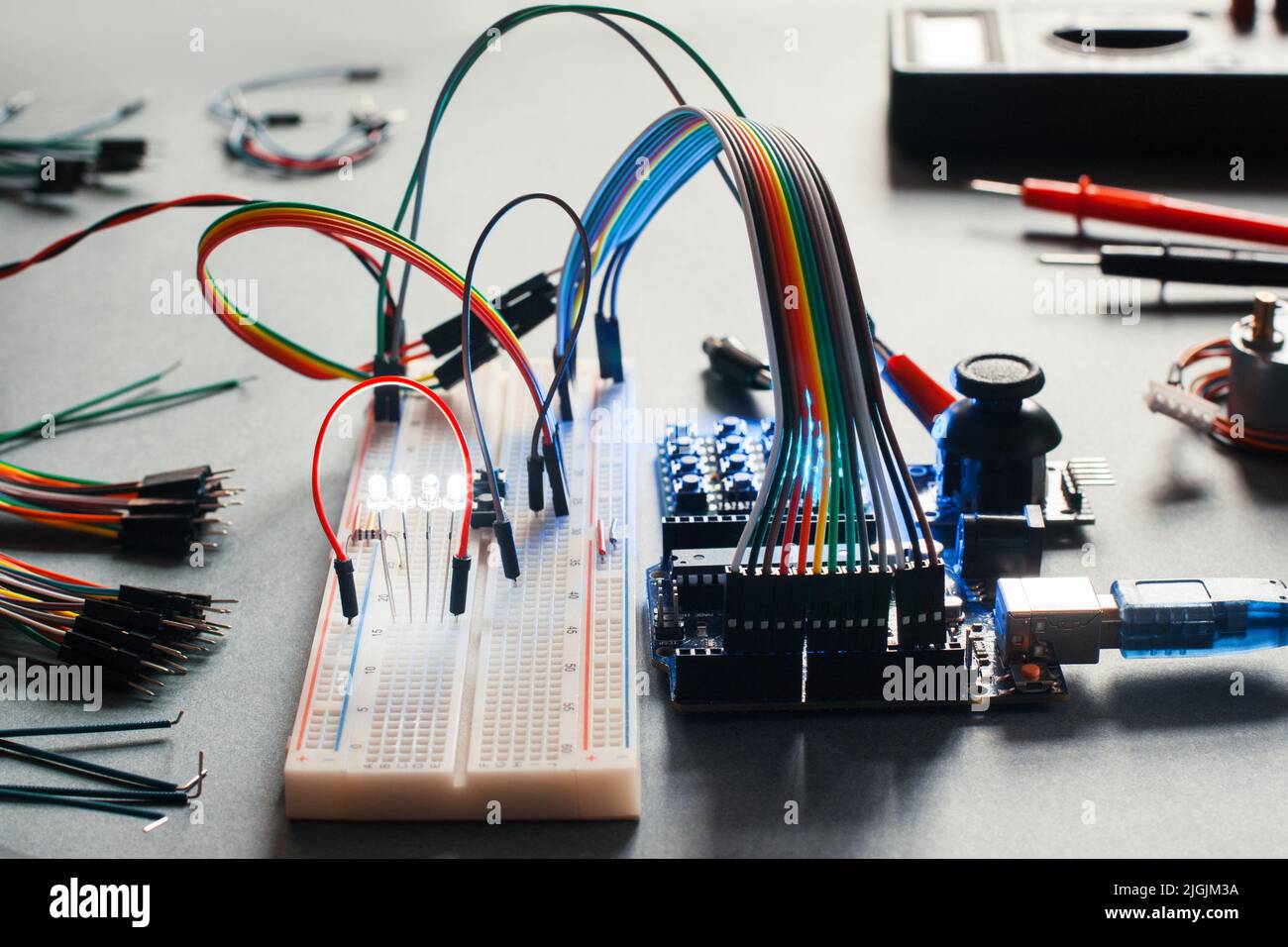Electronic component connected with breadboard Stock Photo - Alamy