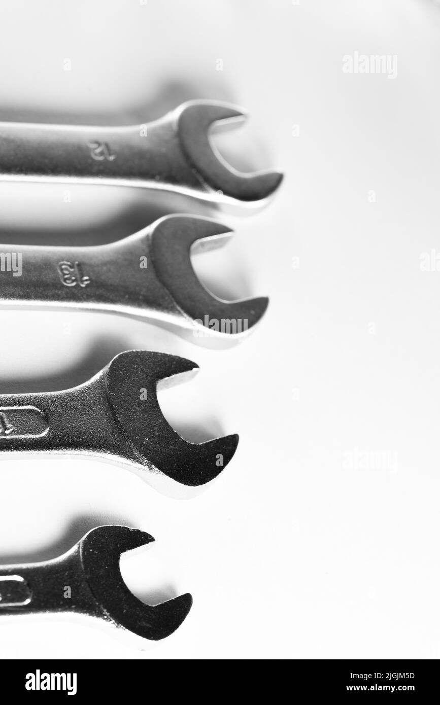 Mechanic's tools. Flat wrenches for loosening screws. Simple DIY tools ...