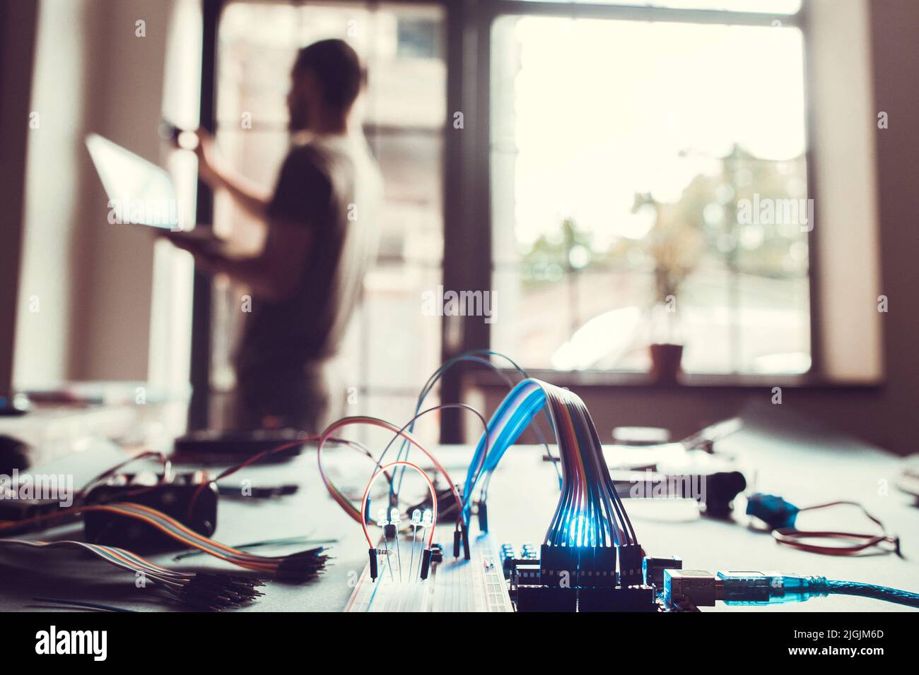 Smart home system connection to house and testing Stock Photo - Alamy
