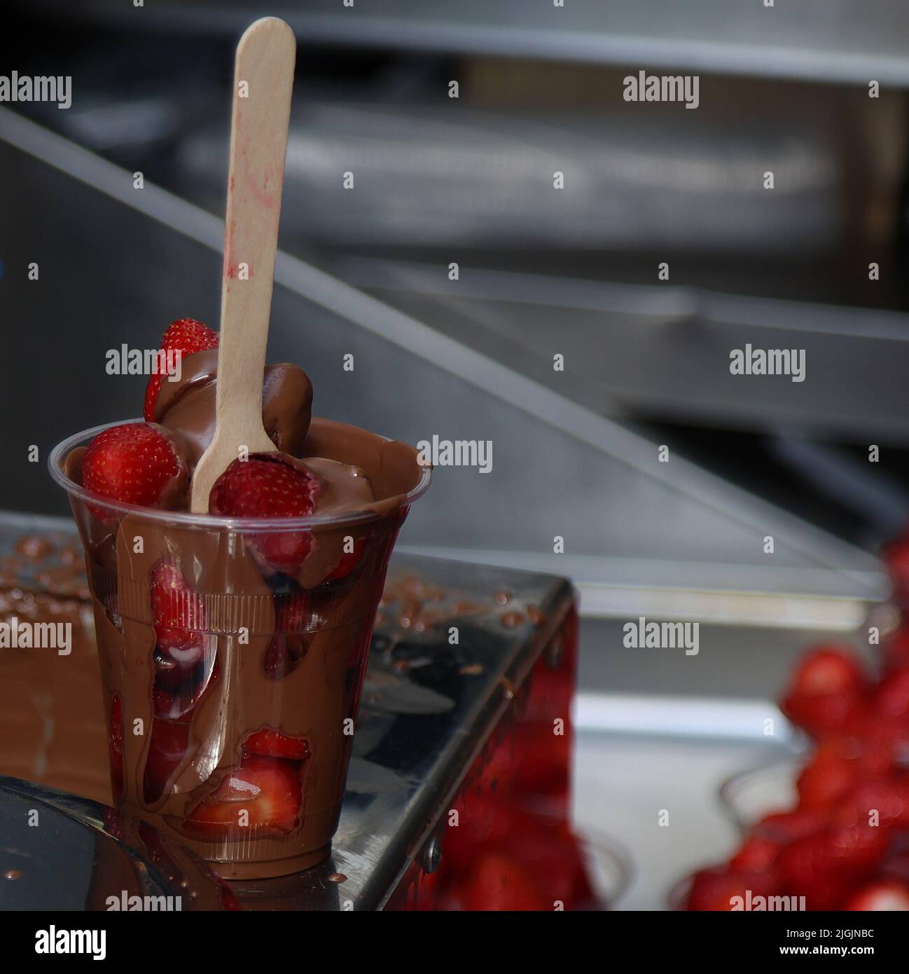Strawberries with chocolate on sale at Borough market, London Stock ...