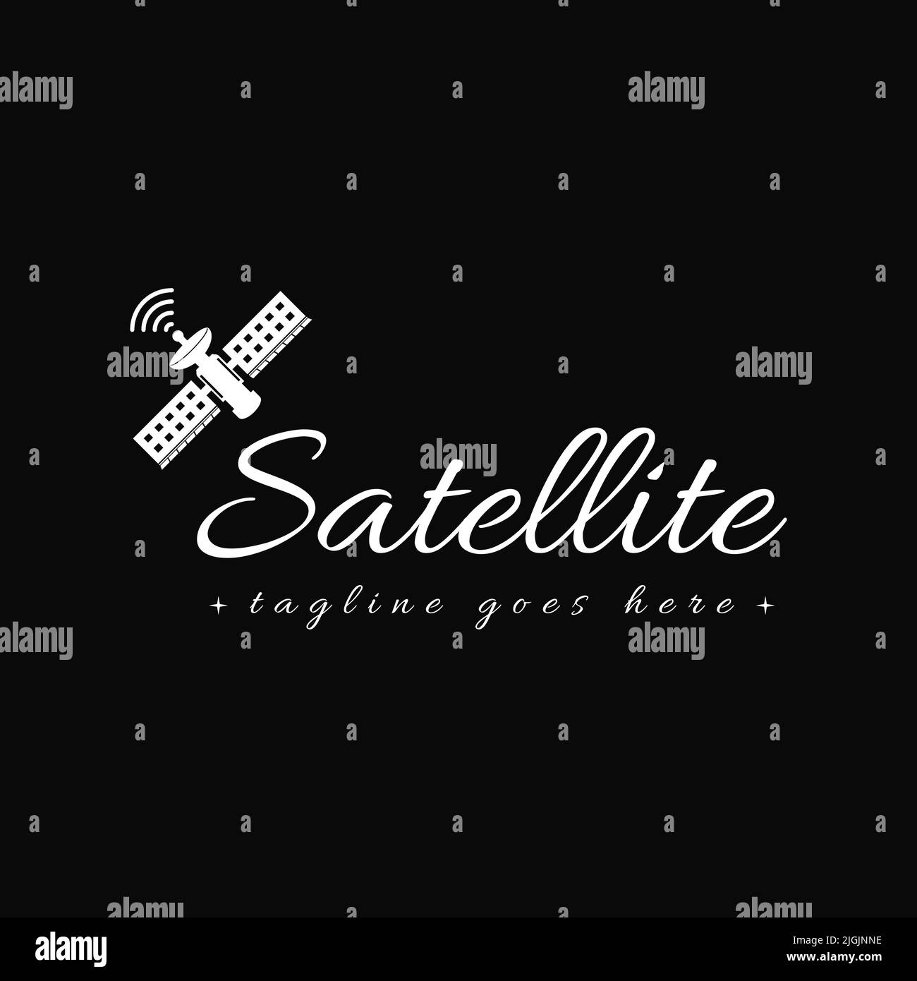 Space science logo with an object in the form of a space satellite with ...