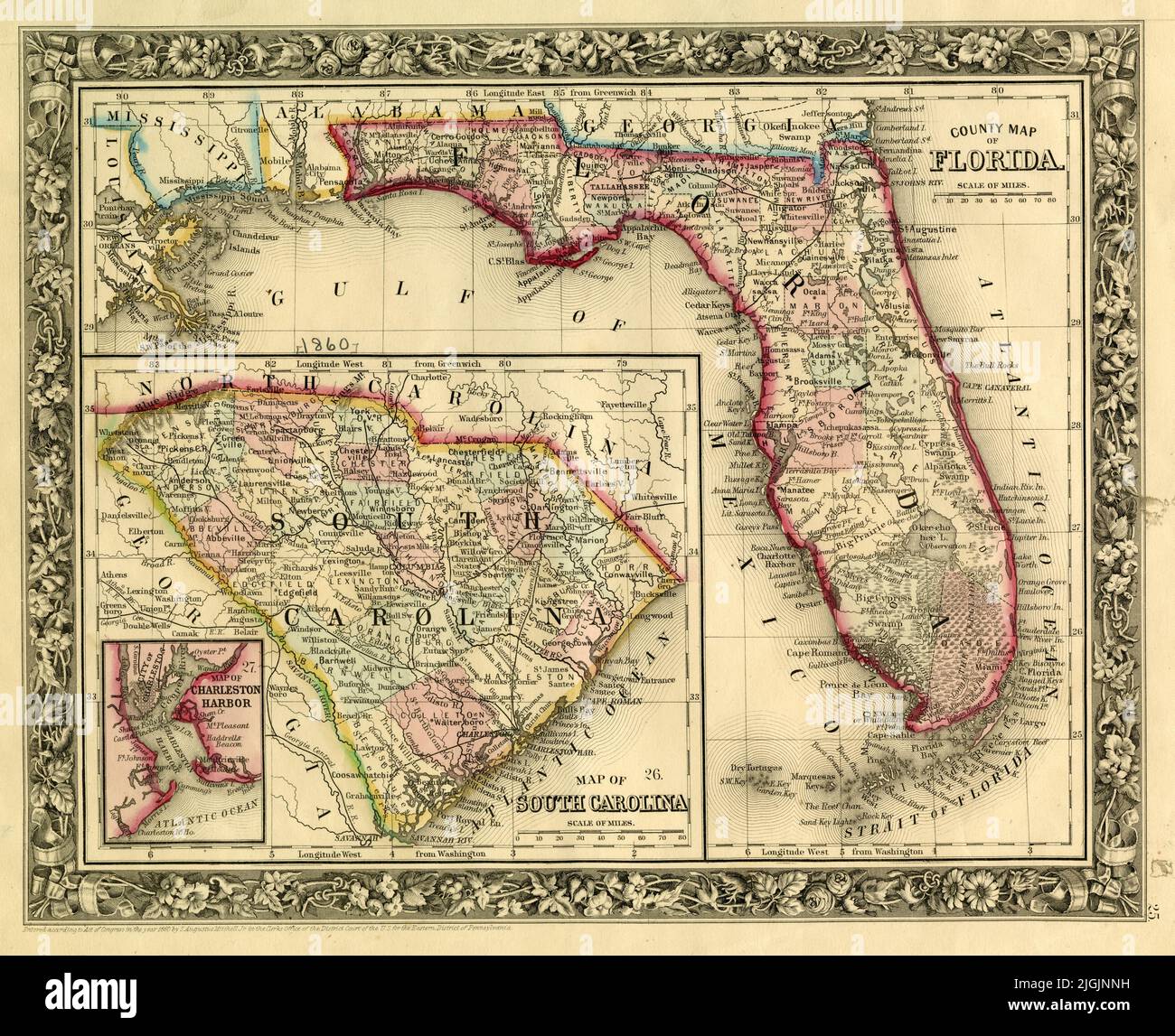 1860 florida map hi-res stock photography and images - Alamy